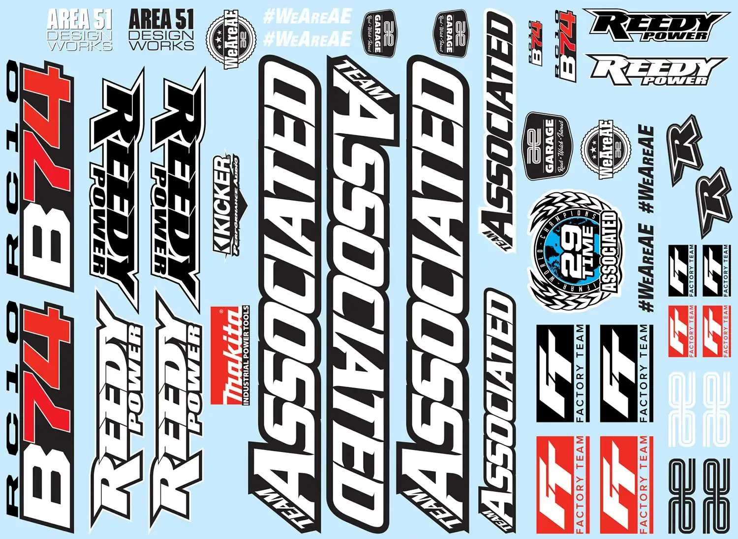 Team associated RC10B74 DECAL SHEET - TEAM ASSOCIATED