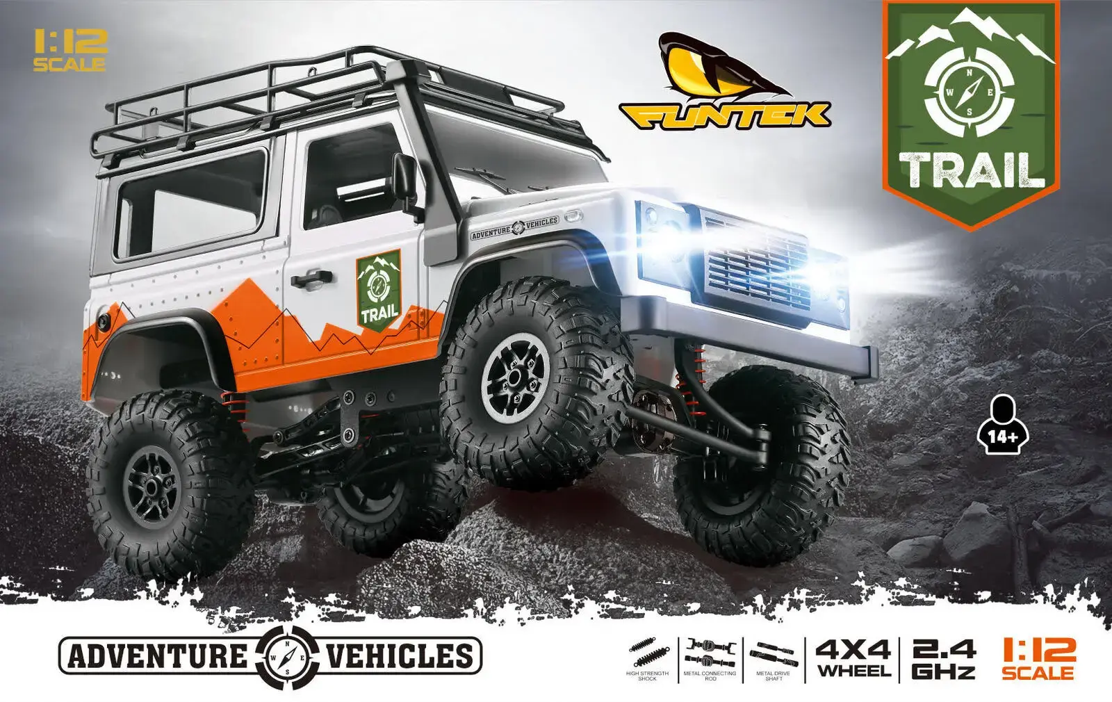Buy FUNTEK 1/12th Trail 4WD Rock Crawler 2.4GHZ RTR - FTK-TRAIL