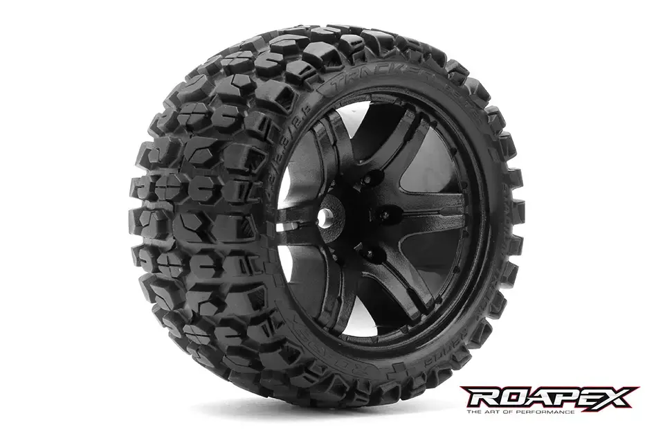 Buy TRACKER BELTED 1/10 STADIUM TRUCK TIRE BLACK WHEEL 0 OFFSET 12mm ...