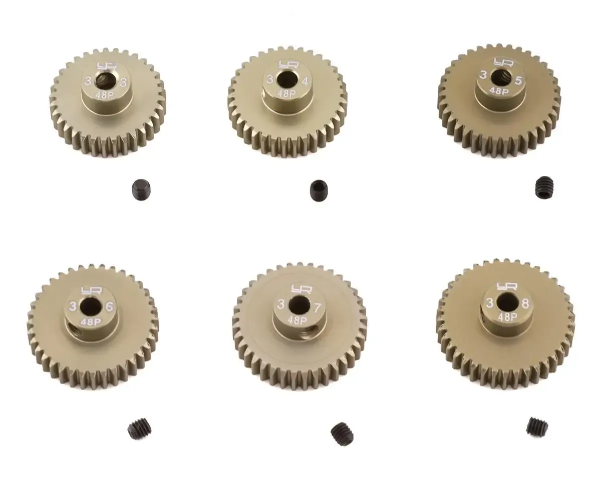 Yeah Racing Hard Coated 48P Aluminum Pinion Gear Set (33, 34, 35, 36 ...